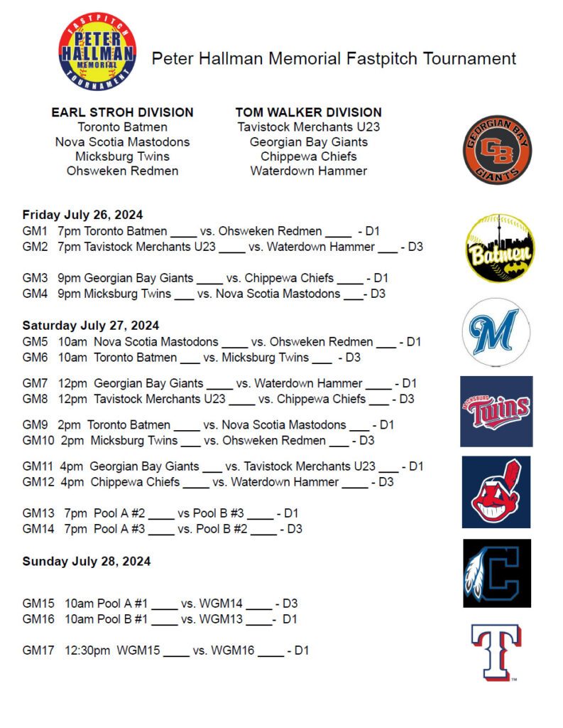 Peter Hallman Memorial Tournament - Kitchener Fastball Promotions